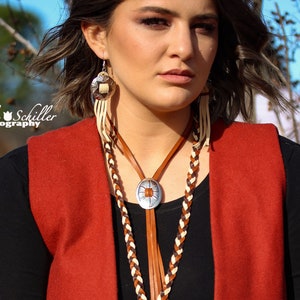 Leather Bolo Necklace Concho Bolo Necklace Long Bolo Necklace ...