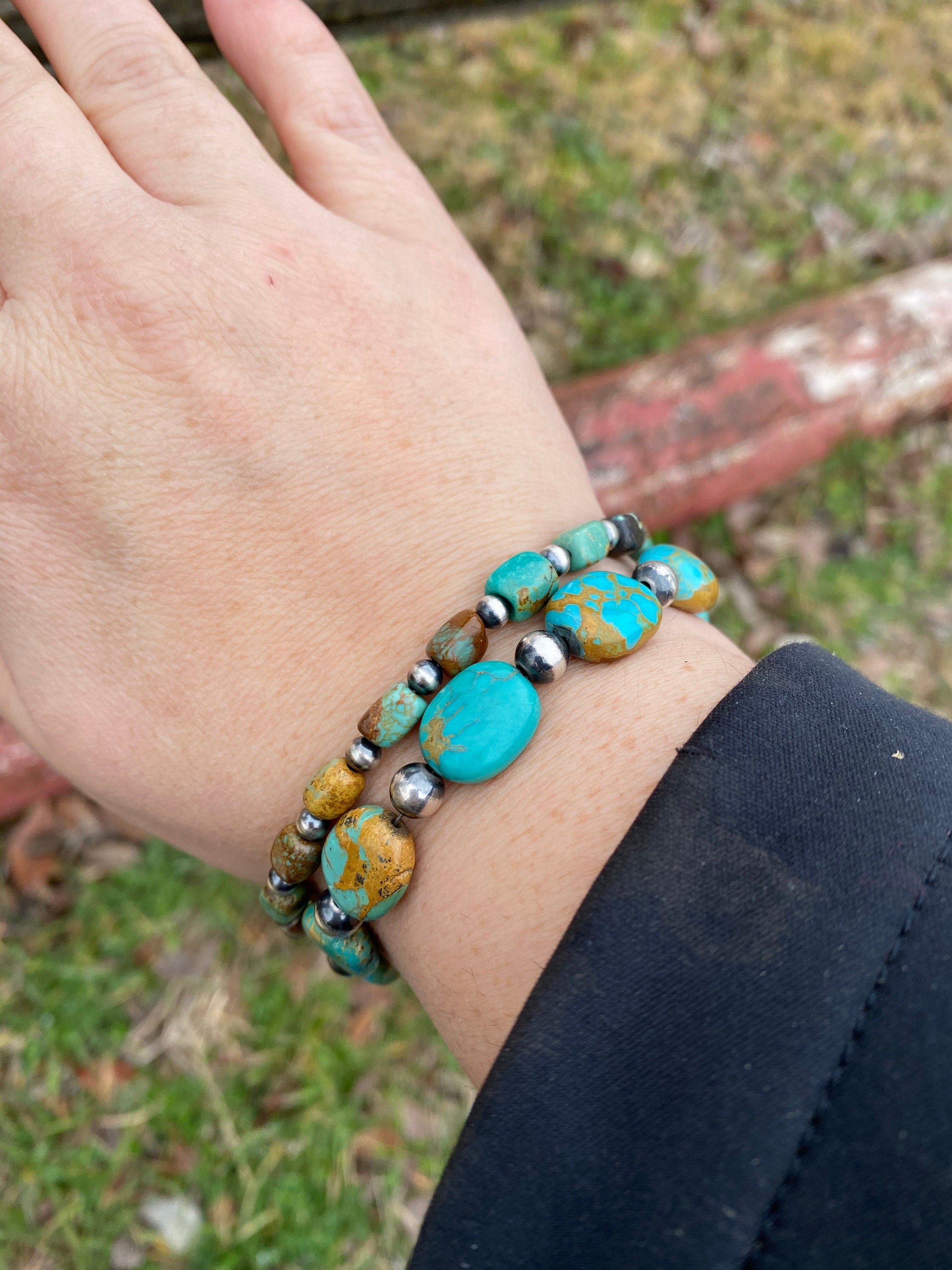 Real Turquoise Bracelet - 6 1/4 Inches - Turquoise Bracelet - Sterling ...