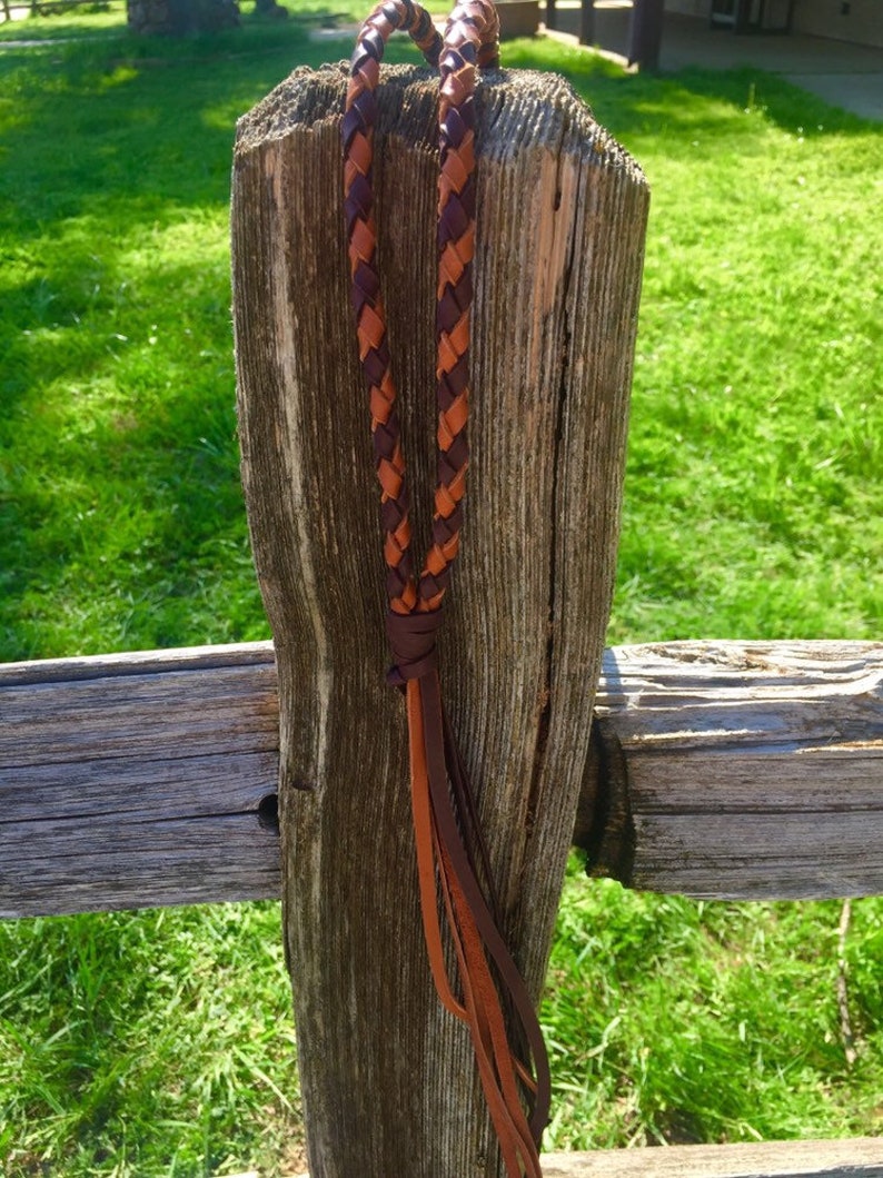 Long Leather Necklace Western Jewelry Braided Leather 4 | Etsy