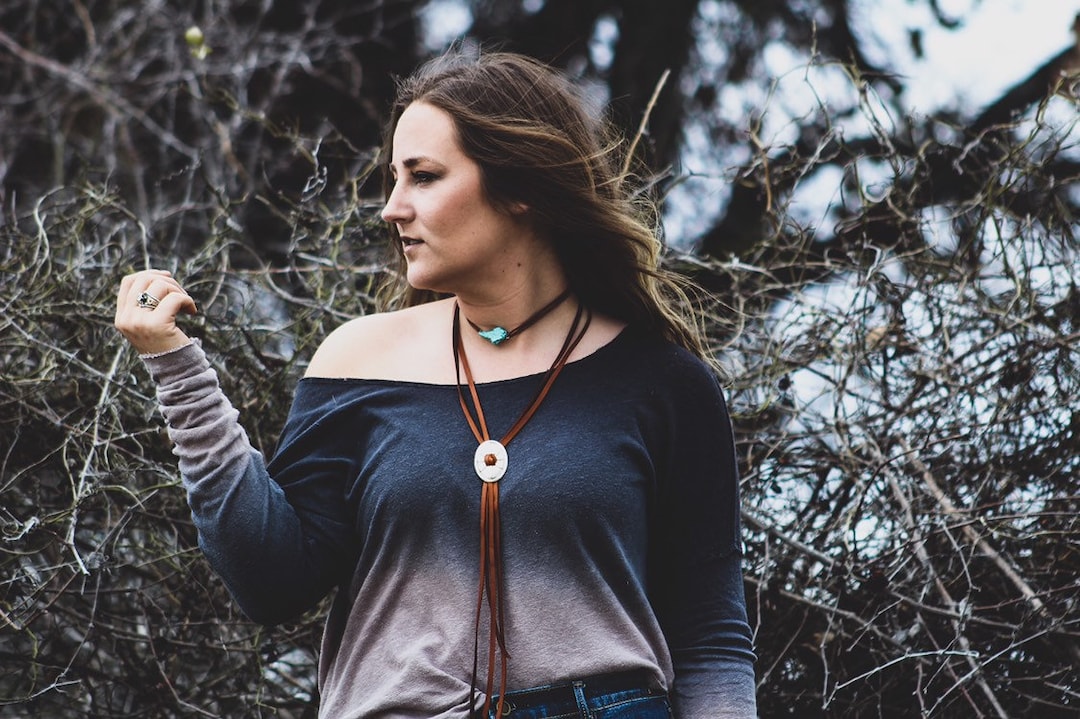 Leather Bolo Necklace Concho Bolo Necklace Long Bolo Necklace ...