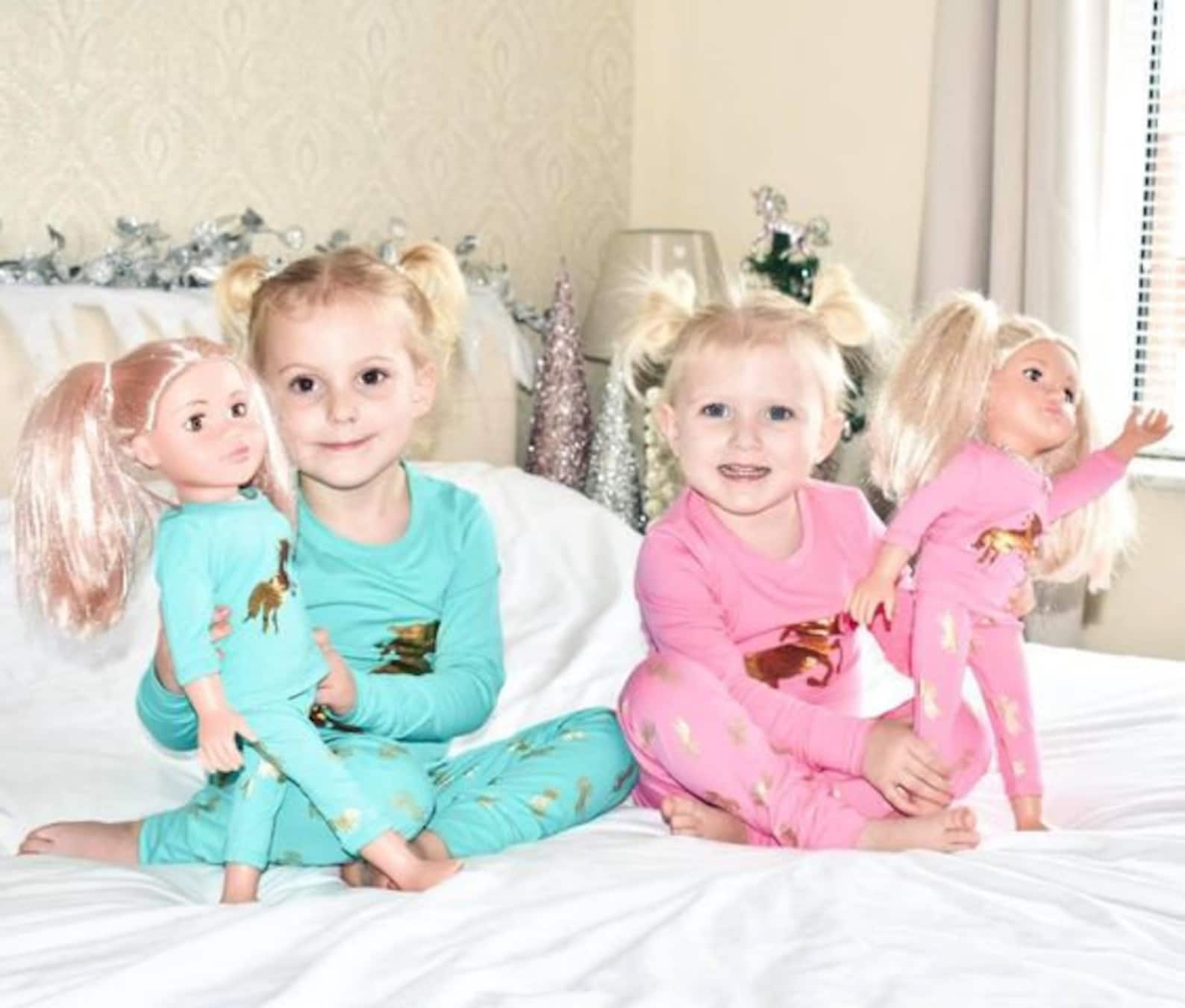 Girls and Dolls 4 Piece Matching Unicorn Pyjama Set - Etsy