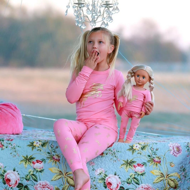 Girls and Dolls 4 Piece Matching Swan Pyjama Set - Etsy UK