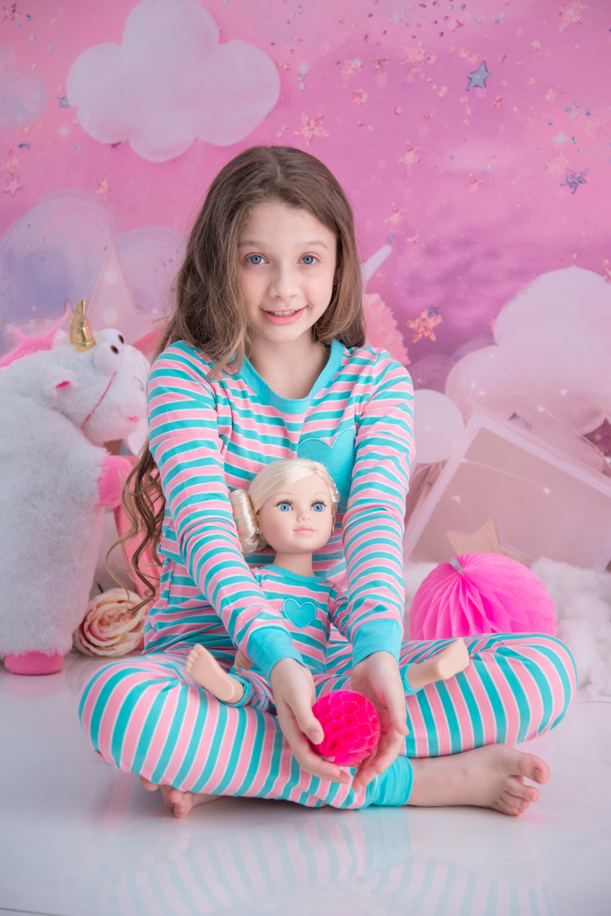 Girls and Dolls 4 Piece Matching Stripe Pyjama Set - Etsy