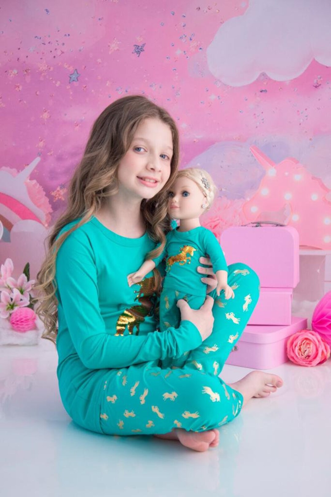 Girls and Dolls Matching 4 Piece Pyjama | Girls Pyjama | Doll Pyjama ...