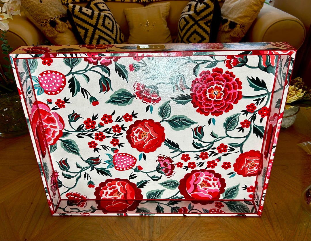 Handmade Wood Tray - Cath Kidston Rose Strawberry Garden Decoupage - Etsy