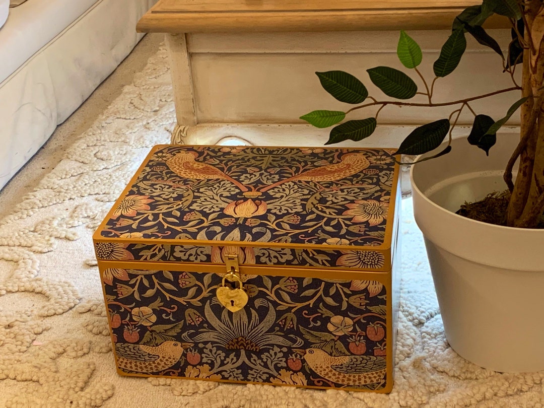 Large Decoupage Storage Trunk: William Morris Strawberry Thief Pattern ...