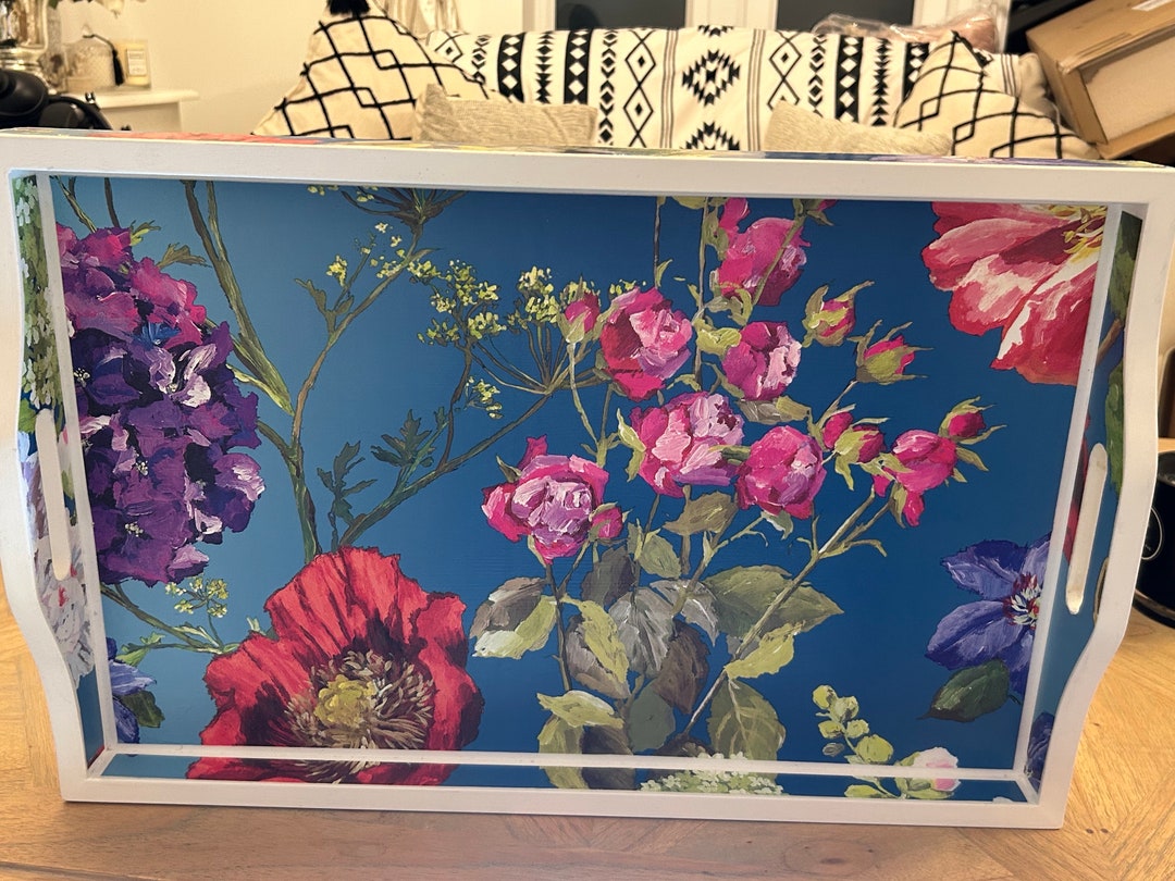 Lady Rose Decoupaged Wooden Tray, Serving Tray, Coffee Table Tray ...
