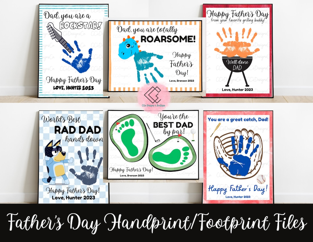 Father's Day Handprint Footprint Files; Personalized Father's Day Print ...