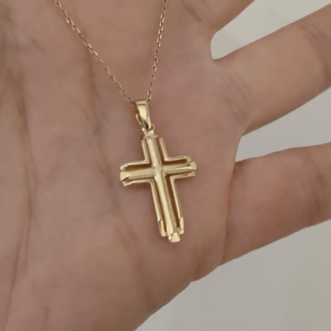 14k Solid Gold Armenian Cross Religious Jewelry Christian Protection ...