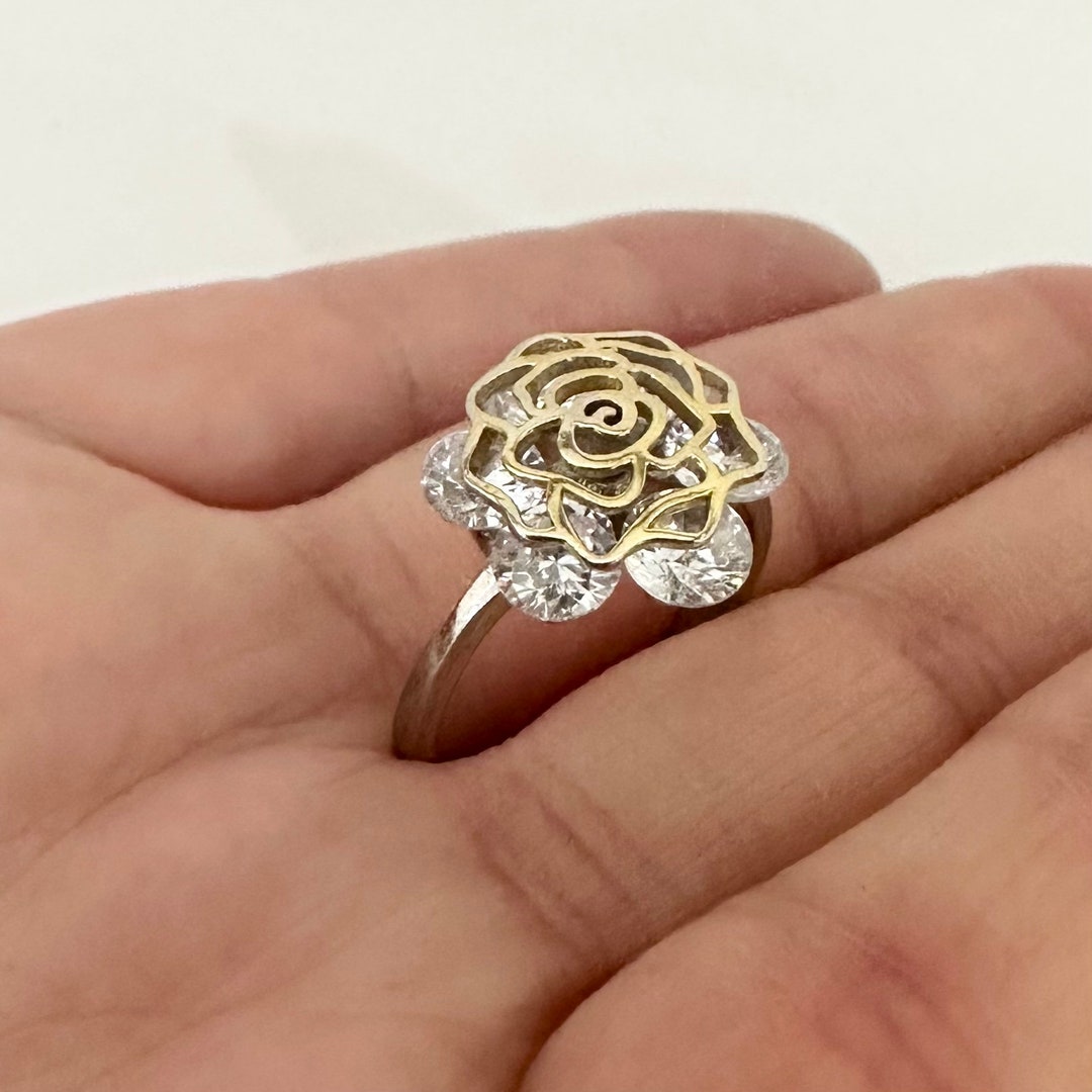 Birth Flower Ring Sterling Silver Filigree Rose Ring Woman Fidget ...