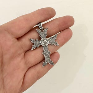 Armenian Save and Protect Mens Cross Pendant Silver Khachkar Chunky ...