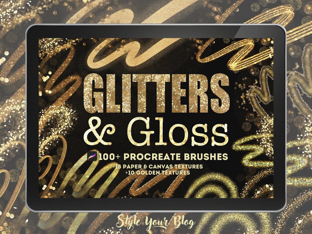 Glitter & Gloss Procreate Brushes, Metallic Procreate Brush, Gold ...