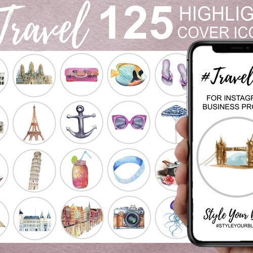 257 Travel Instagram Icons Highlight Stories light All | Etsy