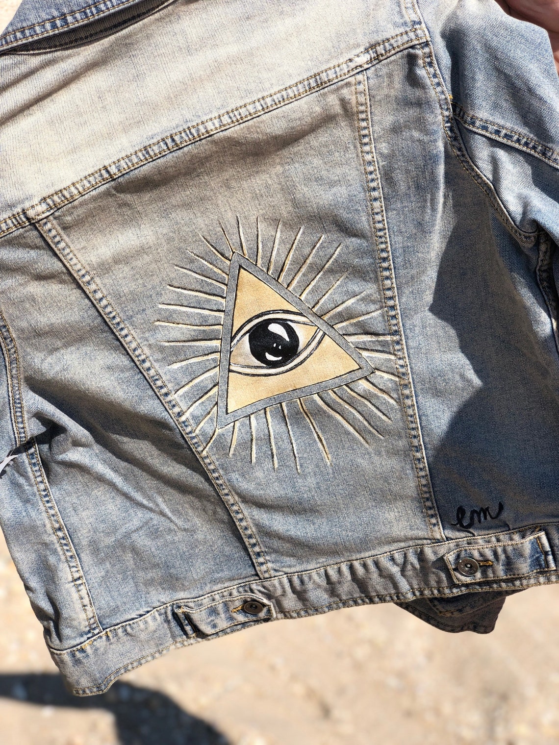 All Seeing Eye Denim Jacket, M - Etsy