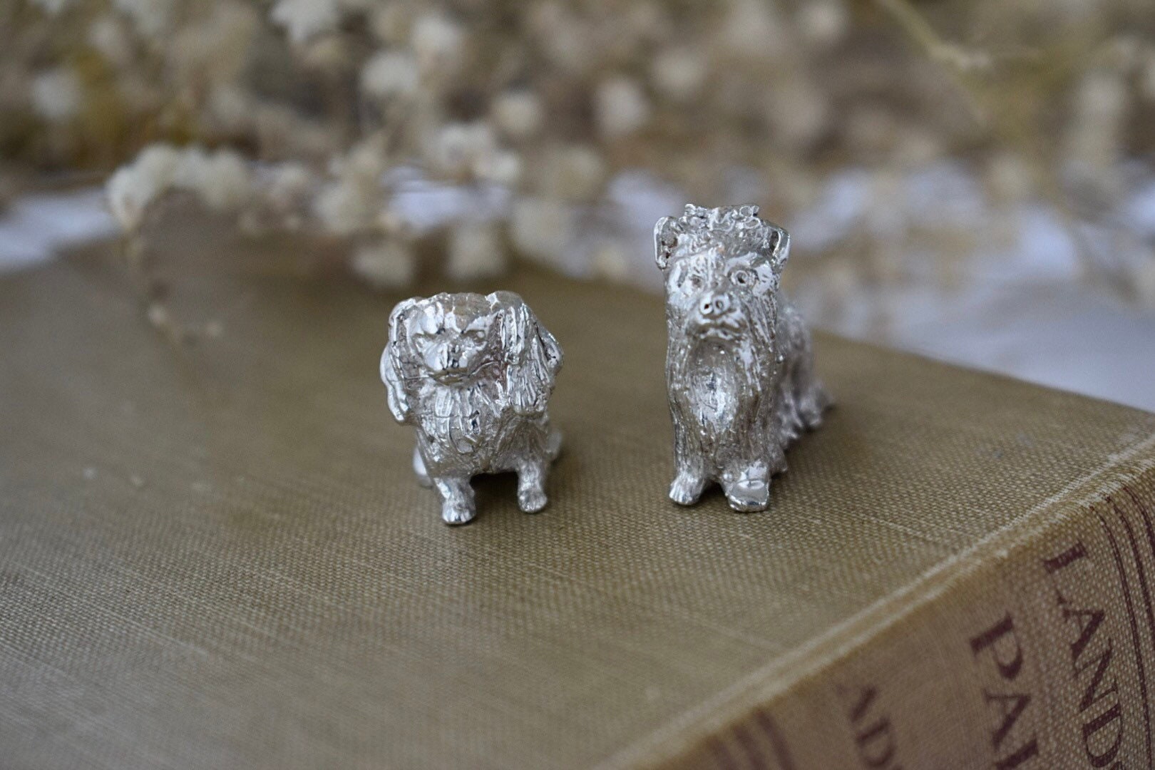 Sterling Silver Dogs Figures, Solid Silver Dogs Figures, Vintage Style ...