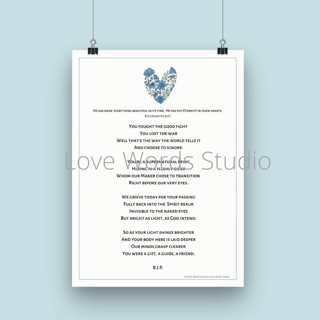 ETERNITY. an Original Tribute Poem by Marlene Brown. in Sympathy ...