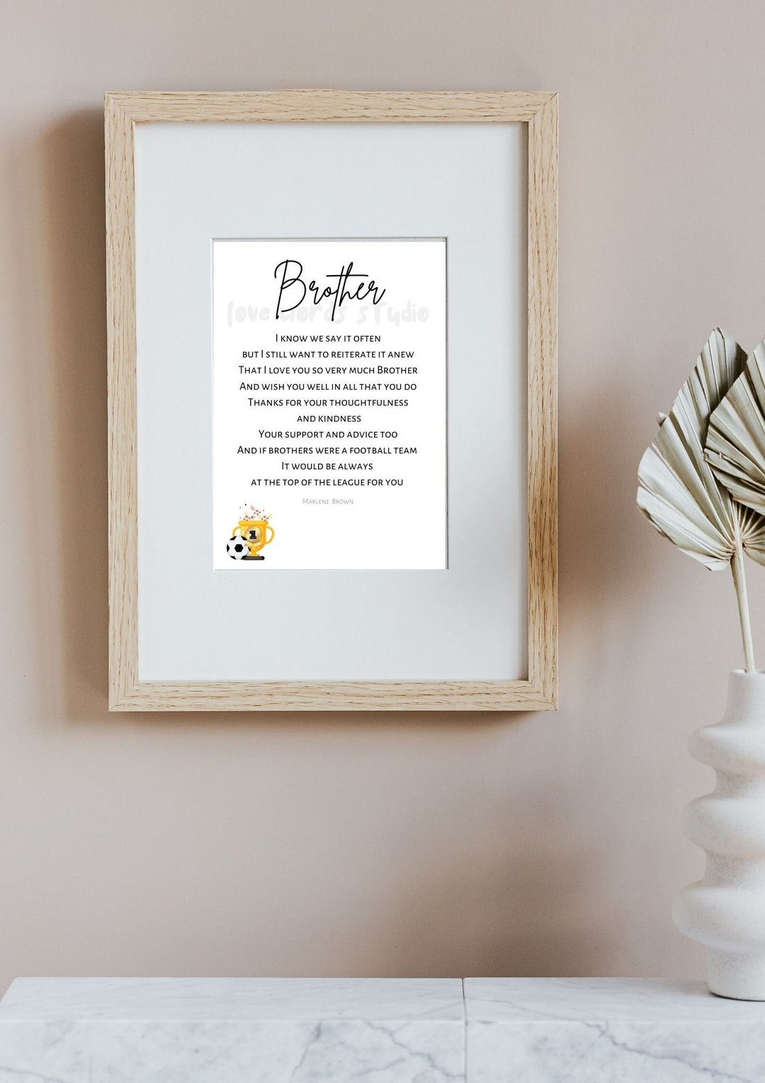 BROTHER. Original Poem. Brother Print Birthday Gift. Gift for a Loving ...