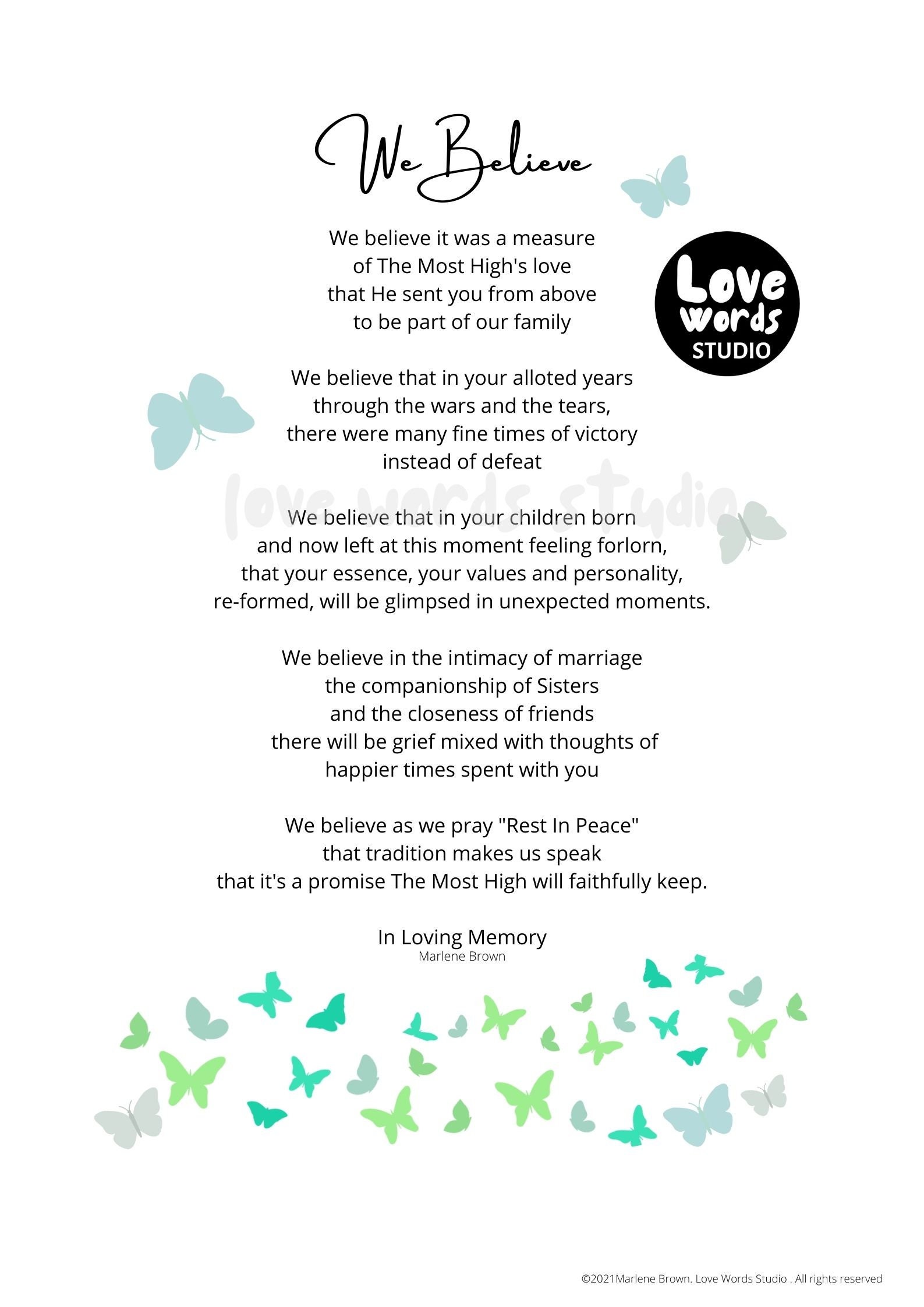 Bereavement Poem. in Sympathy Poem. A2 Funeral Tribute Poem. - Etsy