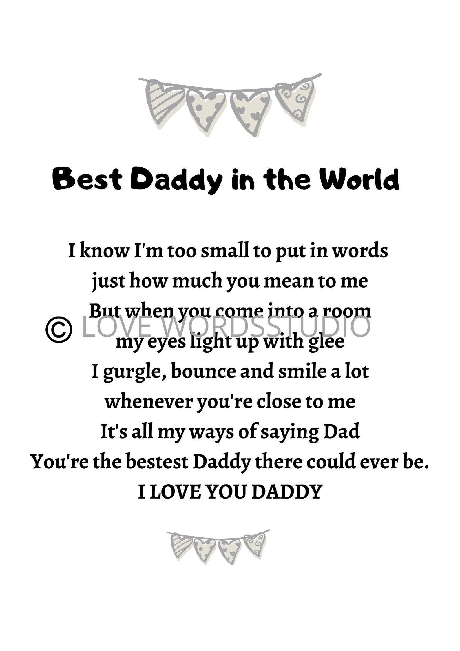 Best Daddy in the World Poem. New Dad Poem. Digital Poster Printable ...