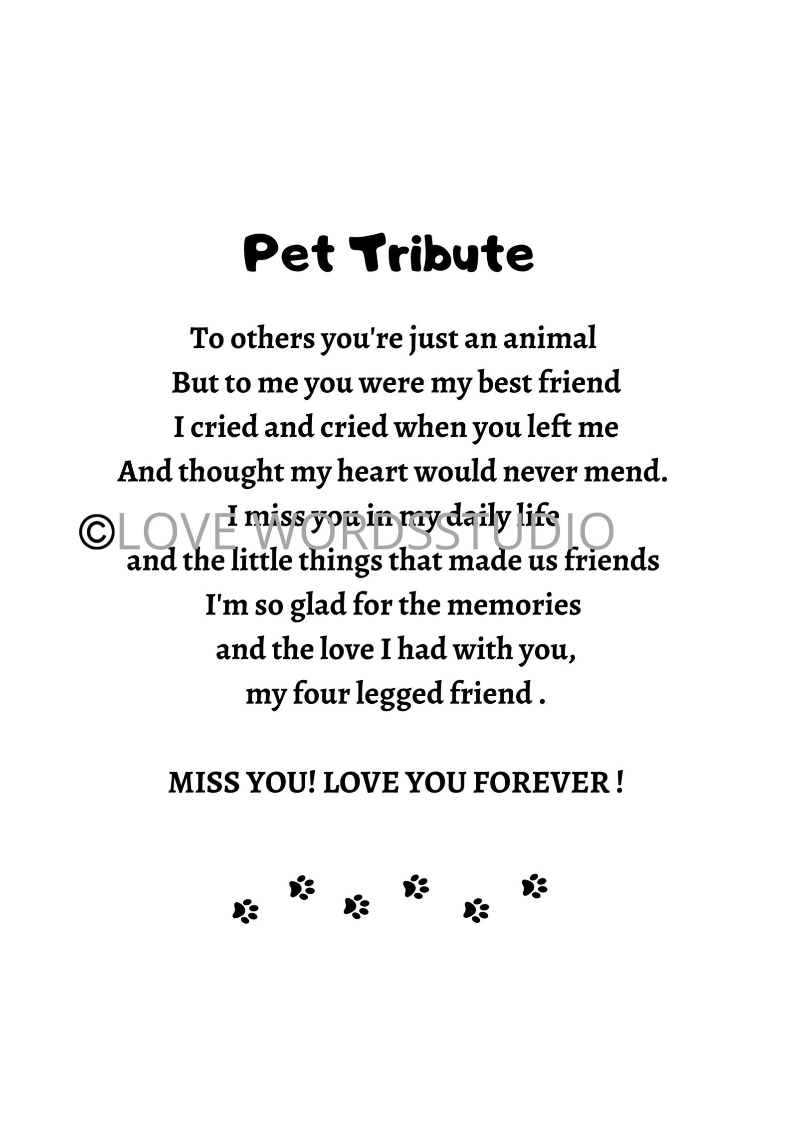 Pet Memorial Gift. Bereaved Animal Lover Gift. Pet Tribute. - Etsy