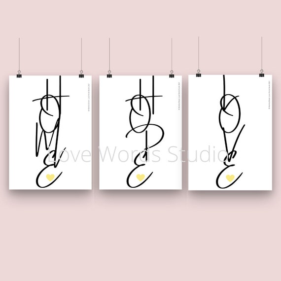 Modern Word Art. Minimalist Decor. Contemporary Wall Art. Set - Etsy