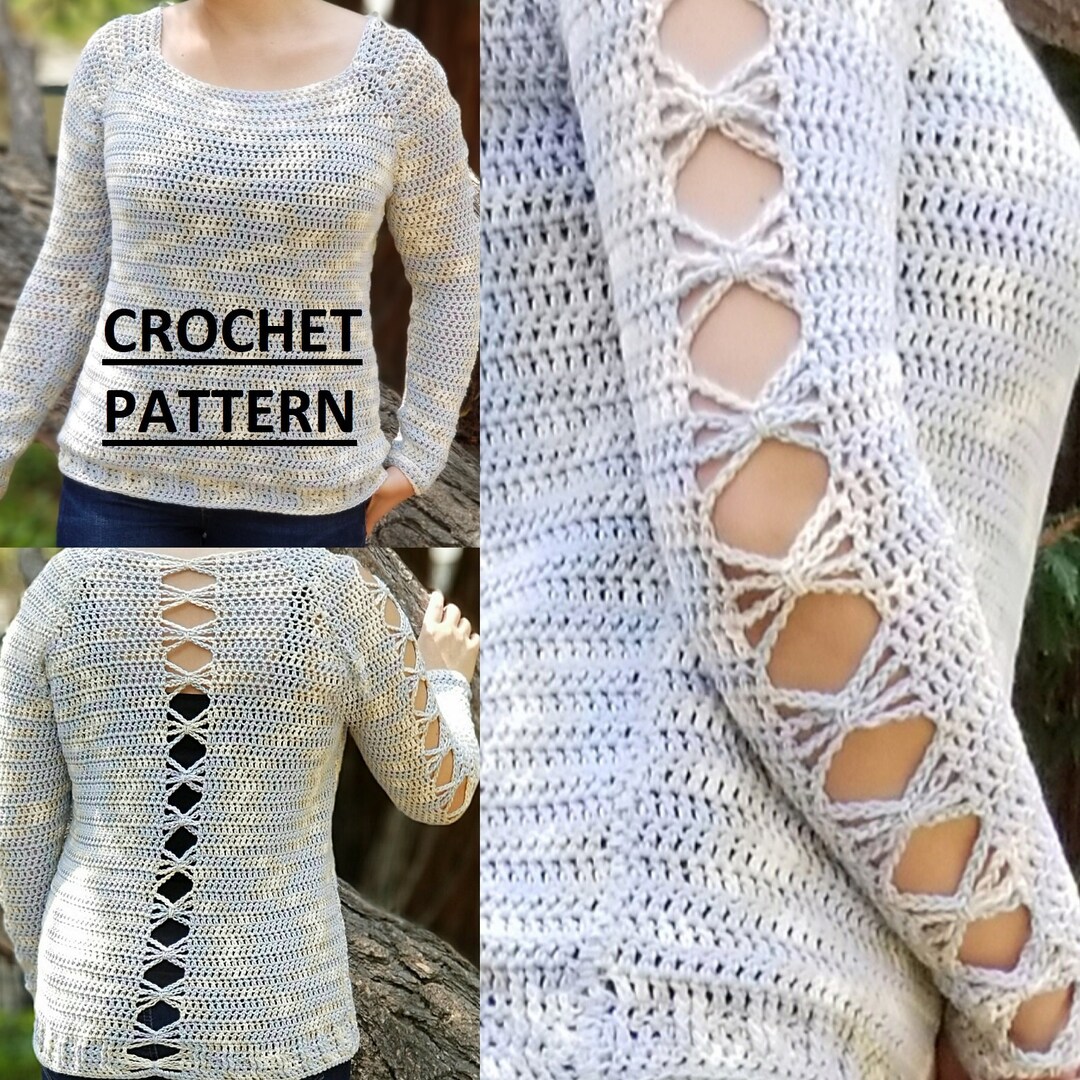 Open Back Bow Sweater PATTERN ONLY!, Crochet Pattern, Clothing Pattern ...