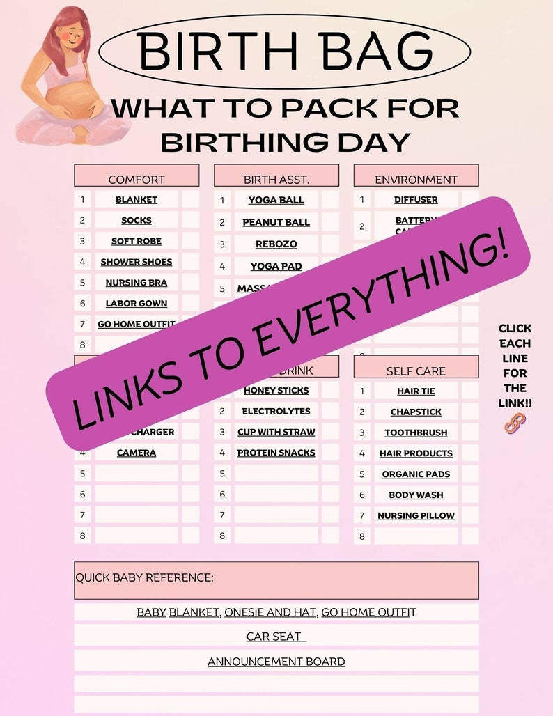 Birthing Day Packing List With LINKS TO EVERYTHING - Etsy