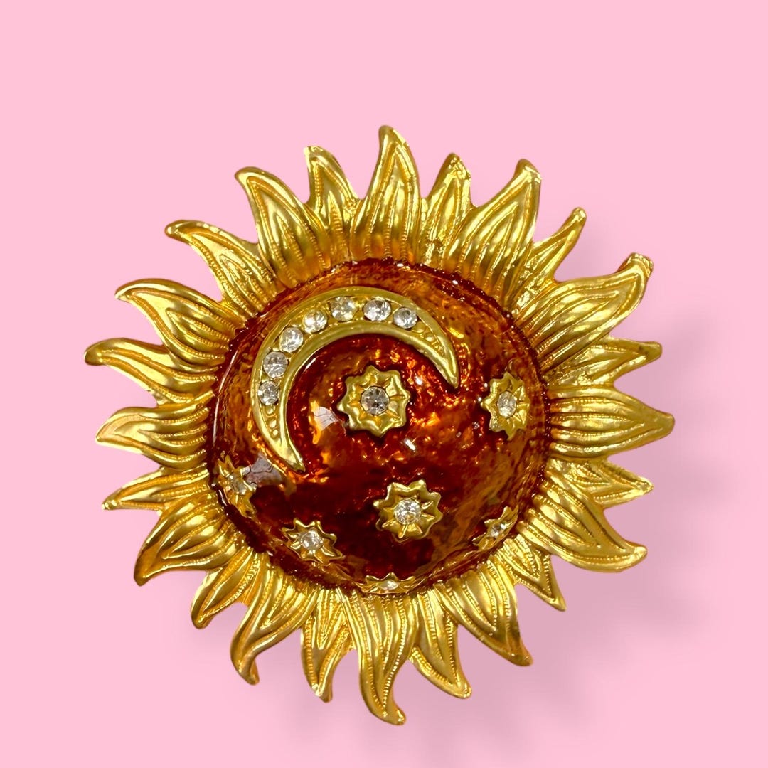 Vintage Sunburst Celestial Statement Brooch - Etsy