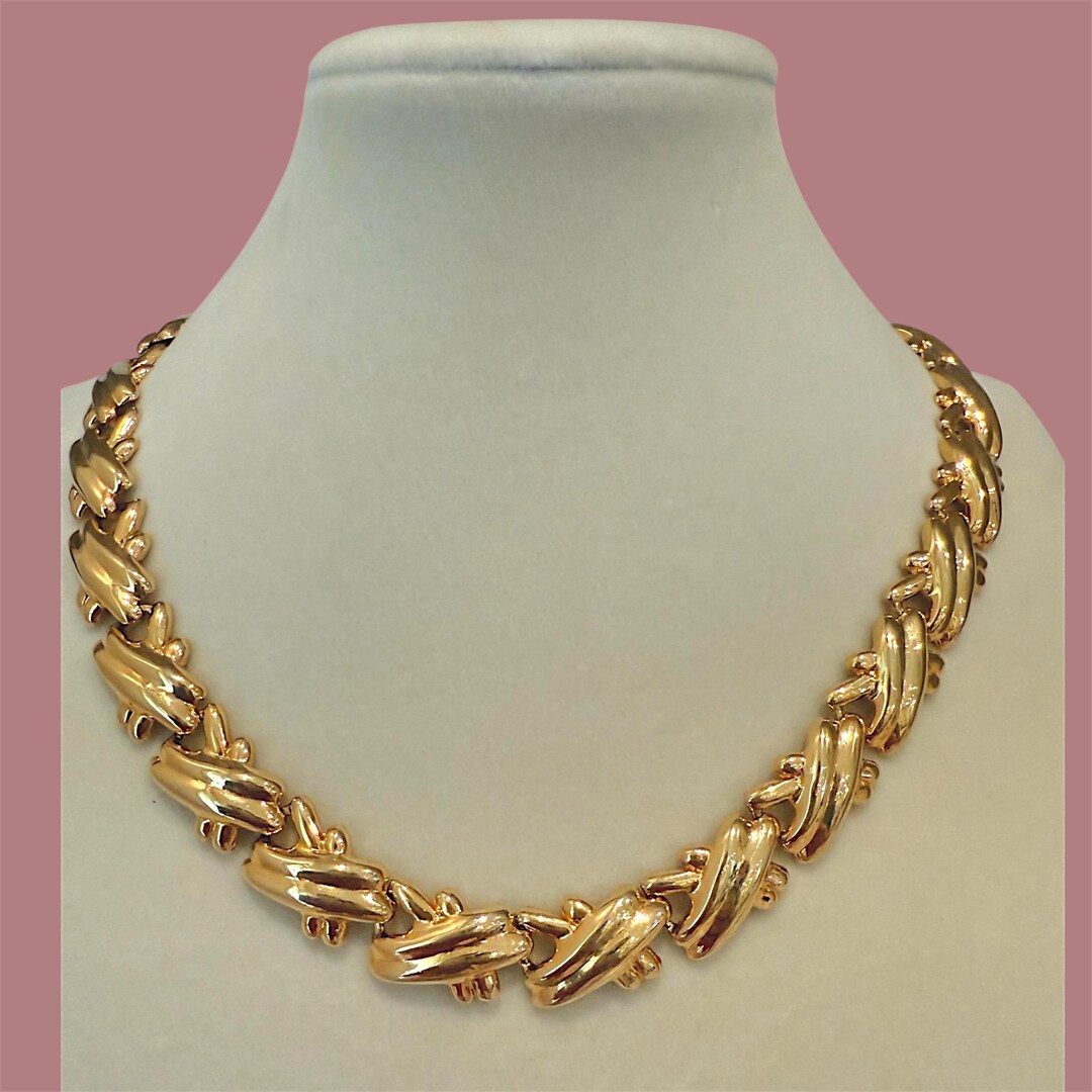 Vintage Chunky Gold Necklace - Etsy