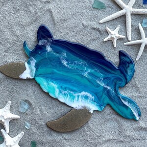 Sea Turtle Art, Ocean Wave Art Gift, Vacation Sand Memory Art - Etsy