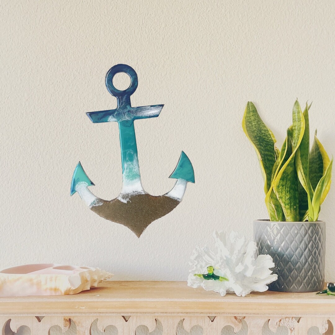 Boat Anchor Wall Decor, Beach Resin Art Anchor, Kid's Nautical Room ...