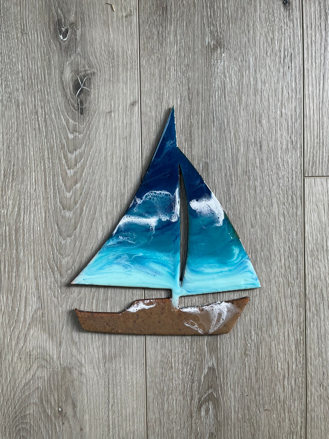 Sailboat Art Beach Resin Art Sail Boat Shape Wall Art Ocean - Etsy