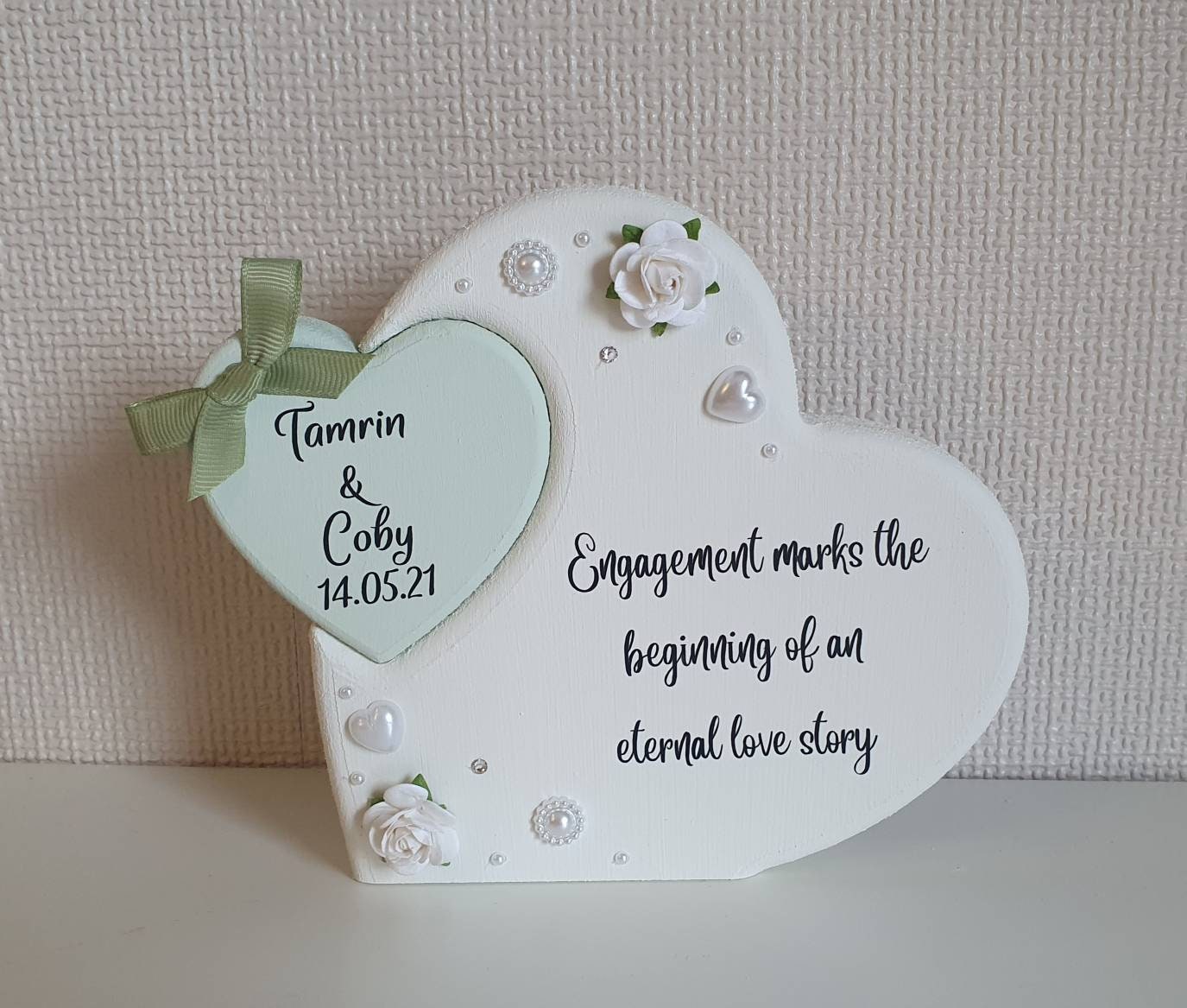 Personalised Engagement Gift - Interlocking Hearts - Engagement ...