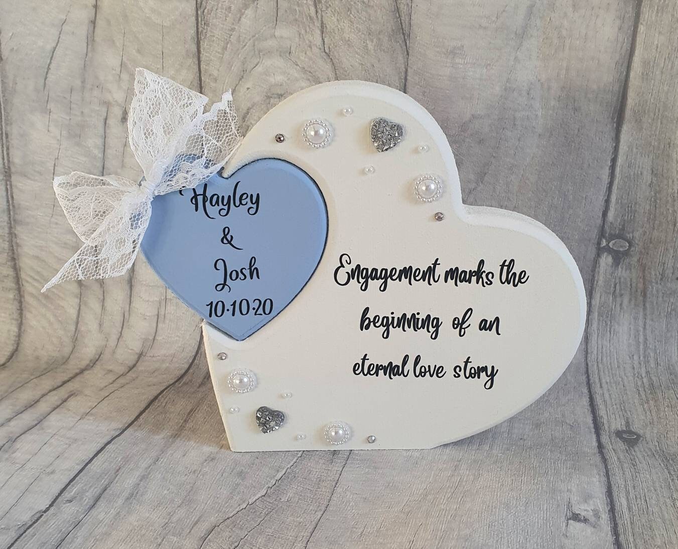 Personalised Engagement Gift - Interlocking Hearts - Engagement ...