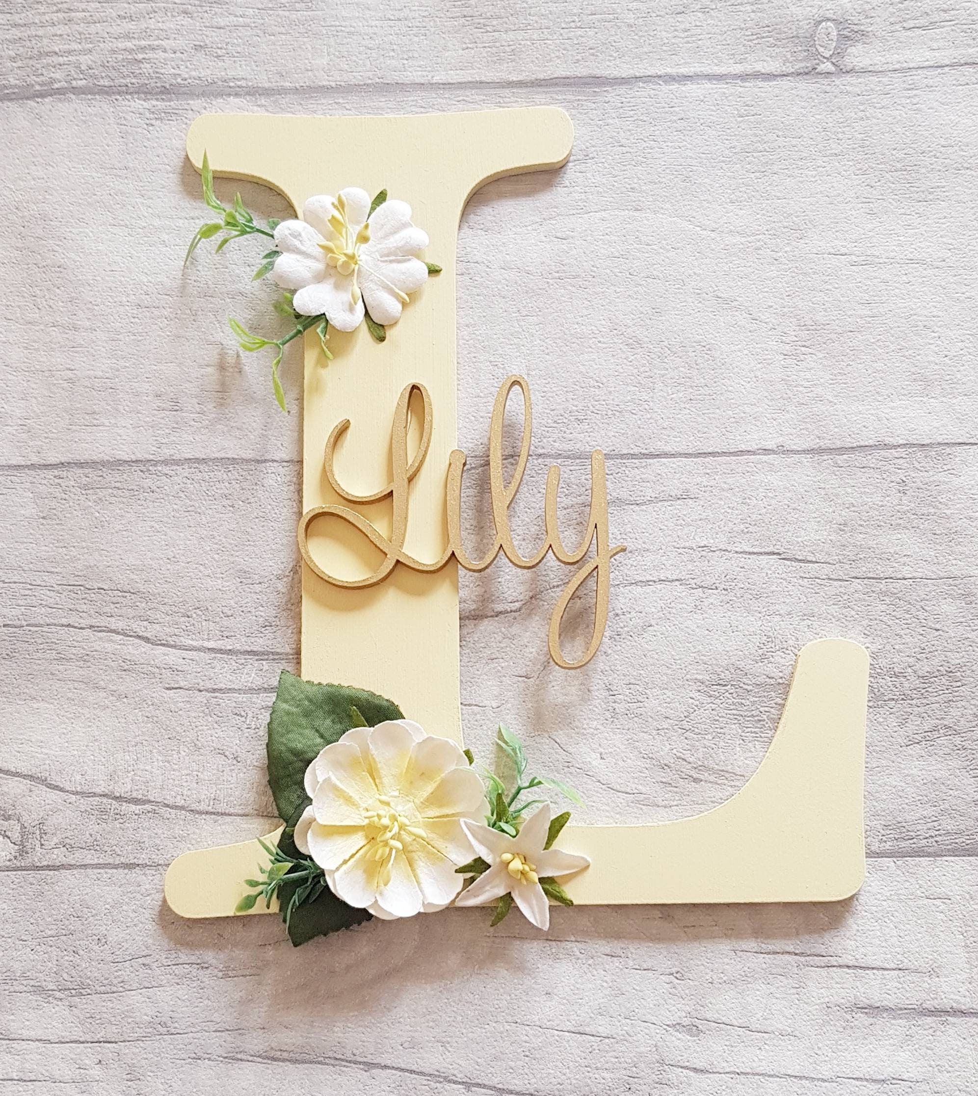 Personalised Wall Hanging Floral Initial Girls Room Decor | Etsy