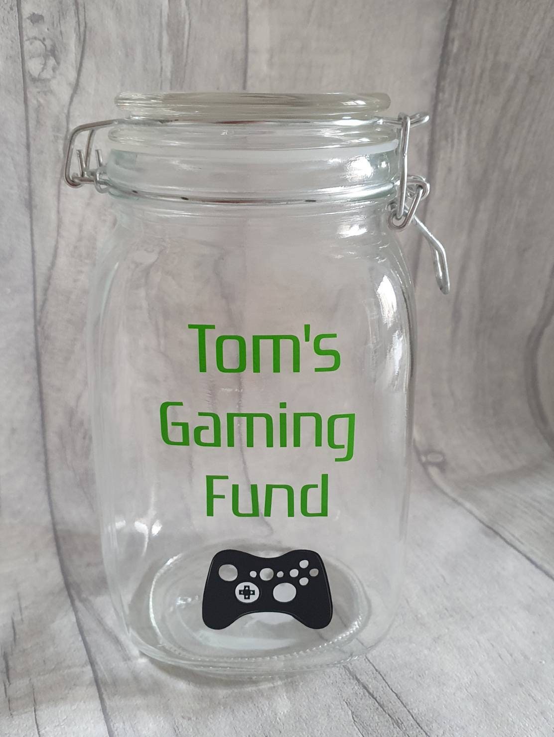 Personalised Glass Money Jar Gaming Fund Jar Money Saving - Etsy UK