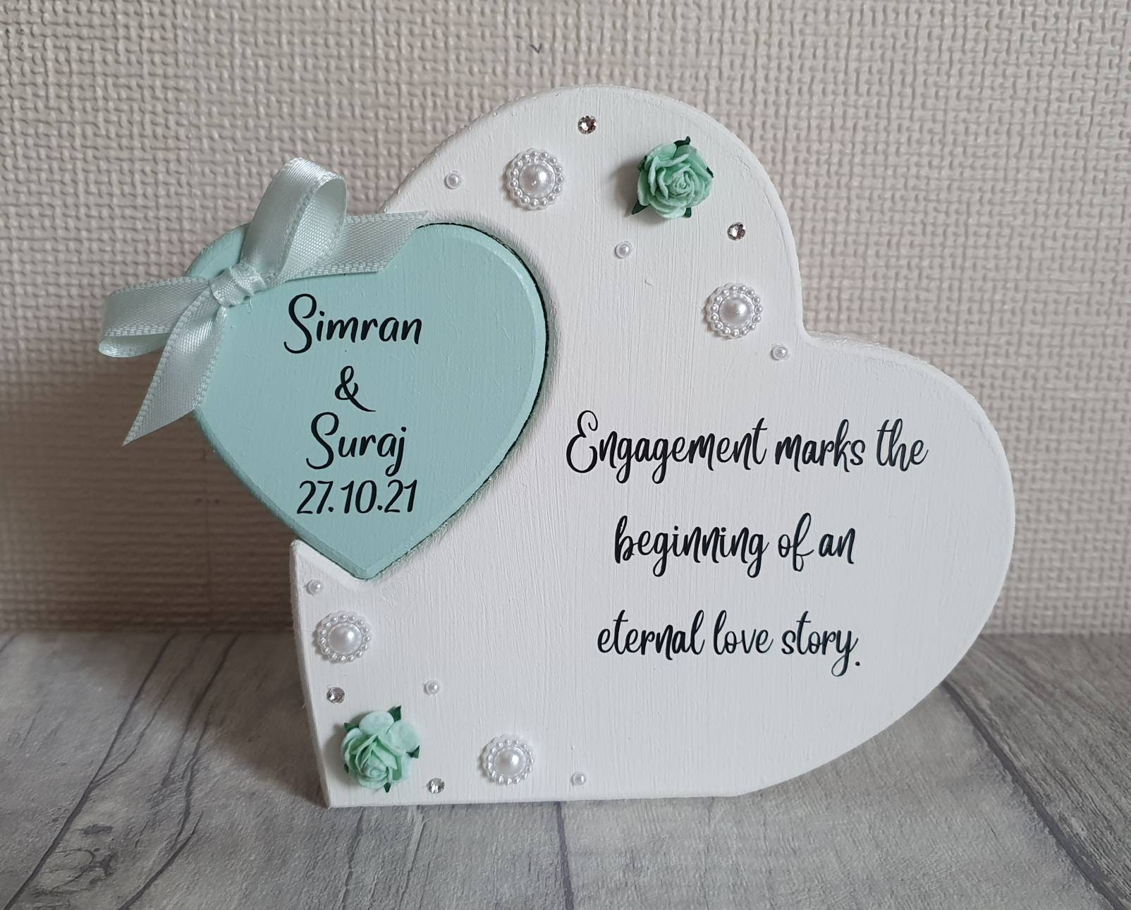 Personalised Engagement Gift - Interlocking Hearts - Engagement ...