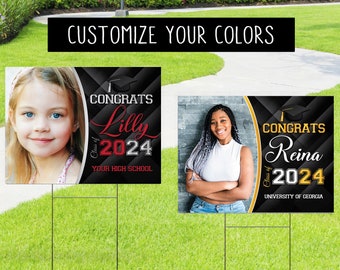 Editable Silver Graduation Senior Sign 2023 TEMPLATE Graduate Yard Sign ...
