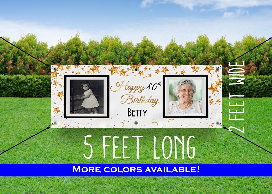 Extra LARGE Birthday Banner With Picture - Gold and Silver Birthday ...