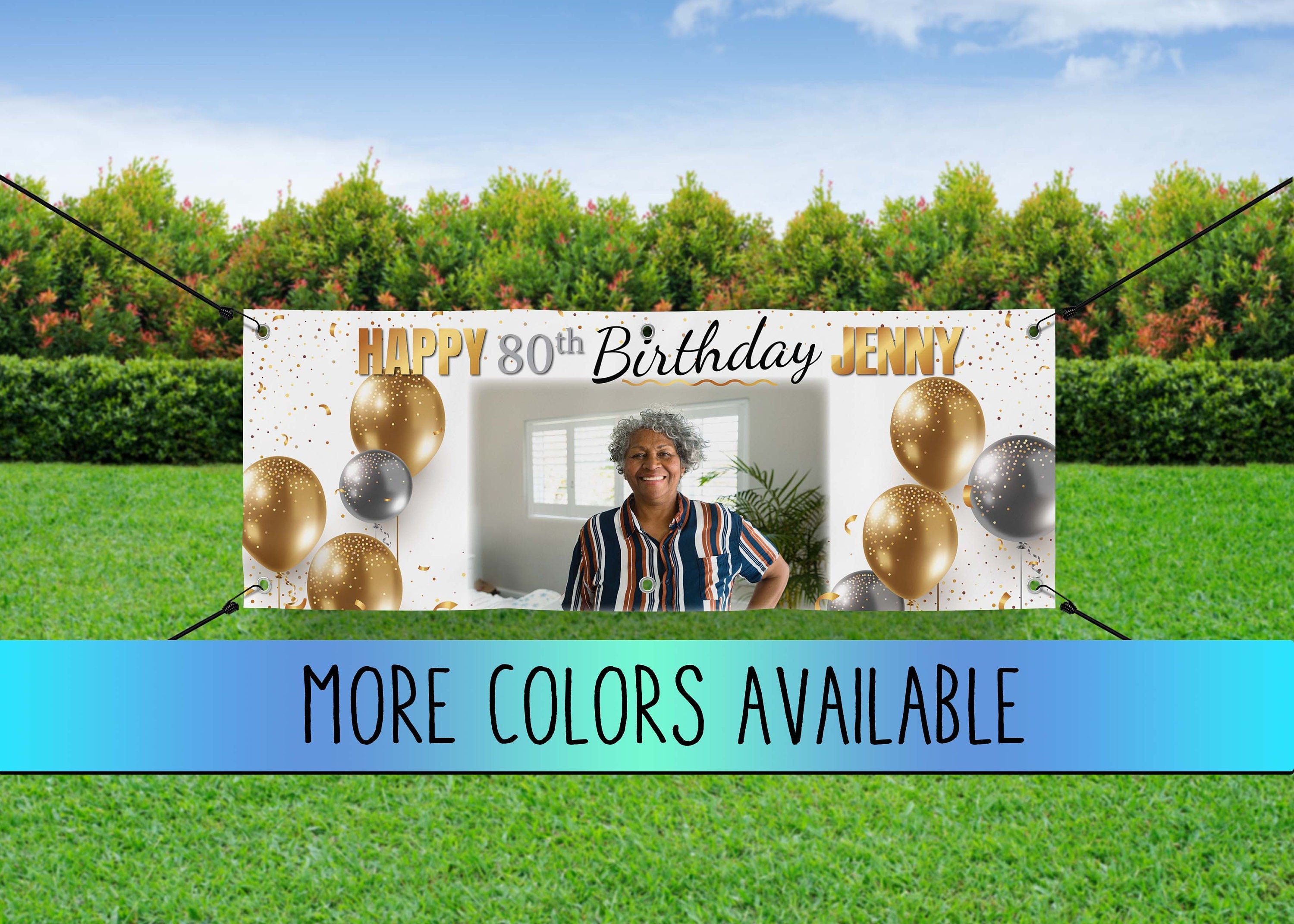 Extra LARGE Birthday Banner With Picture - Gold and Silver Birthday ...