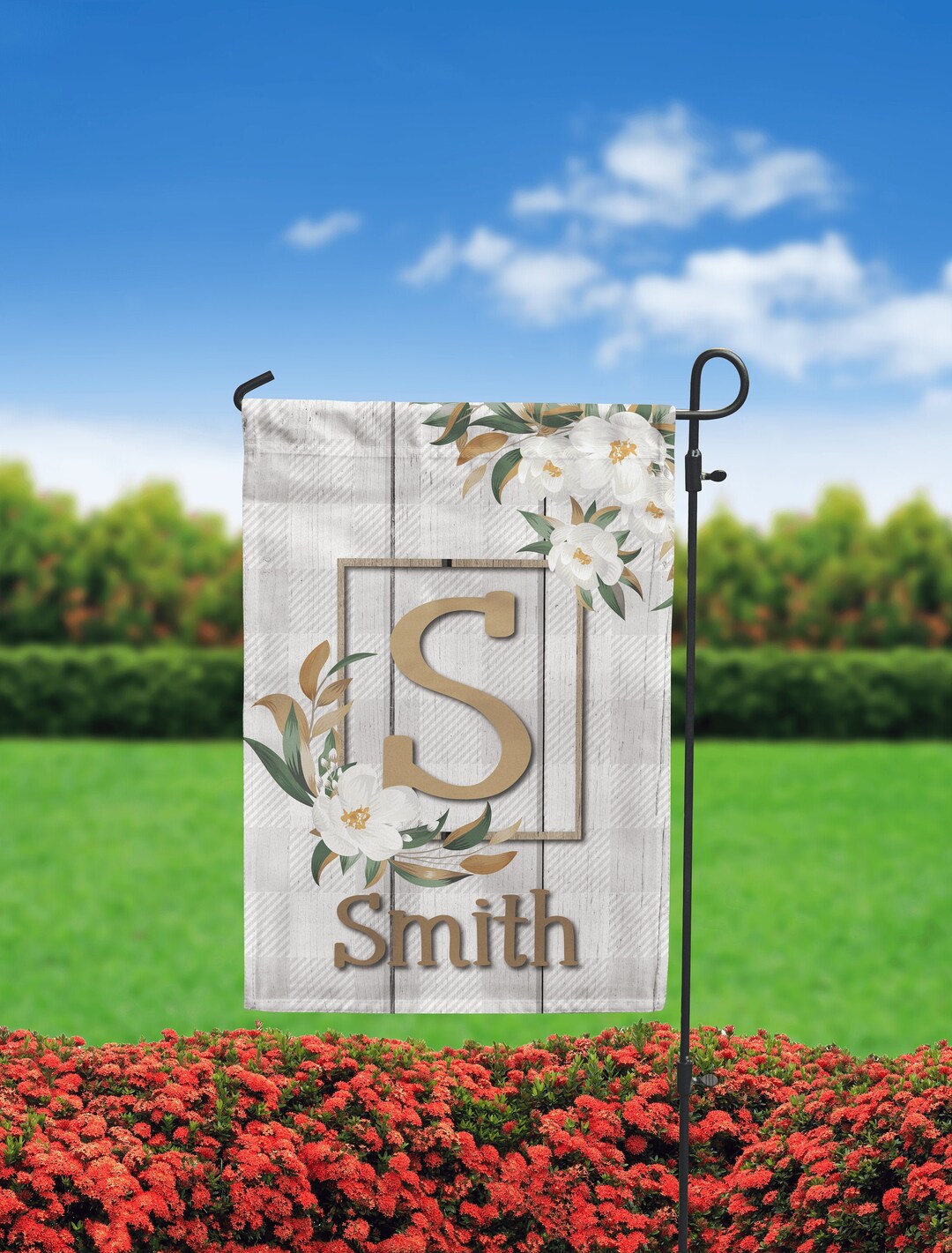 Last Name Garden Flag Personalized - Spring Garden Flag - Initial ...