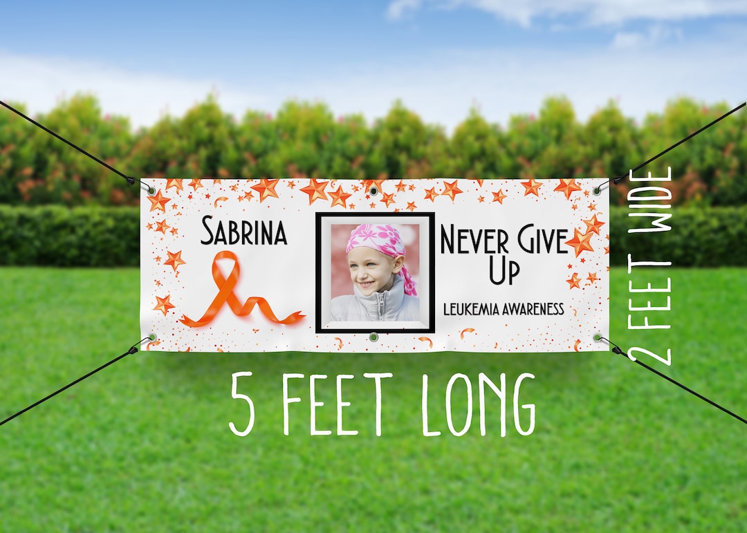 Extra LARGE Leukemia Awareness Banner & Picture - Orange and Gold ...
