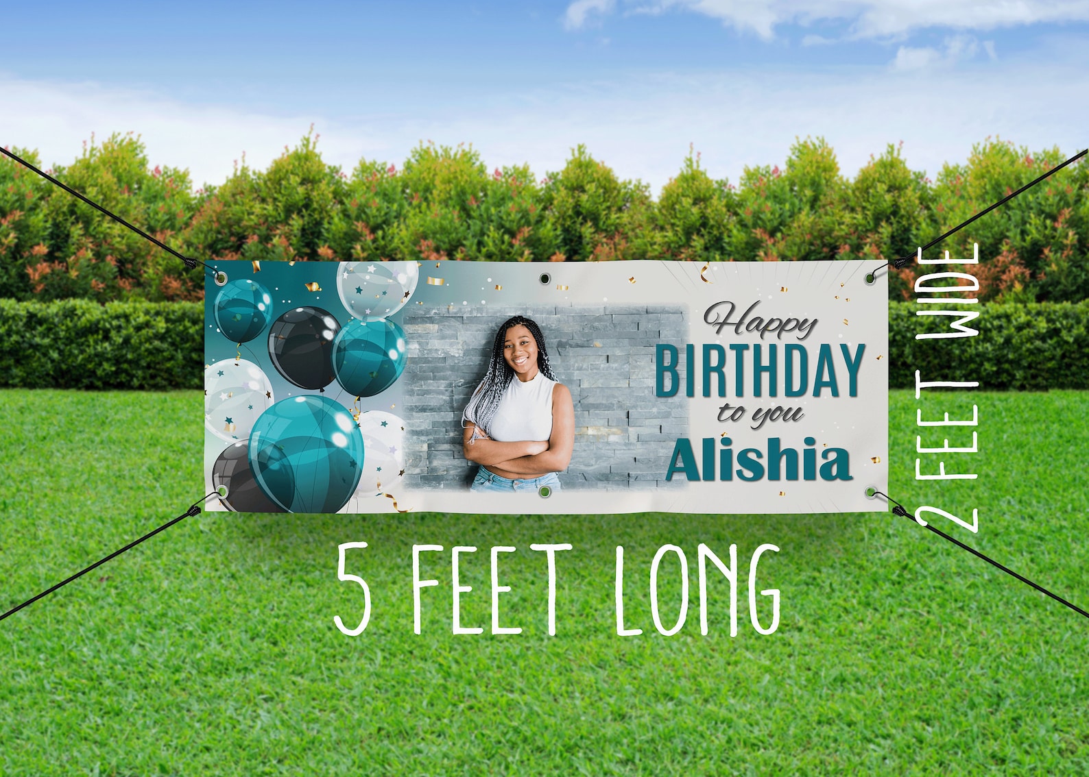 Extra LARGE Birthday Banner With Picture Teal Pink Purple - Etsy