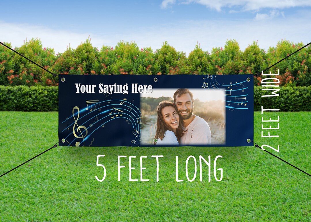 LARGE Custom Banner With Picture- Music Birthday Sign- Birthday Flag ...