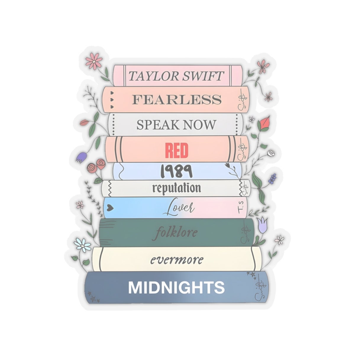 Taylor.swift Eras Tour Book Sticker, Taylor Flower Stickers, Vinyl ...