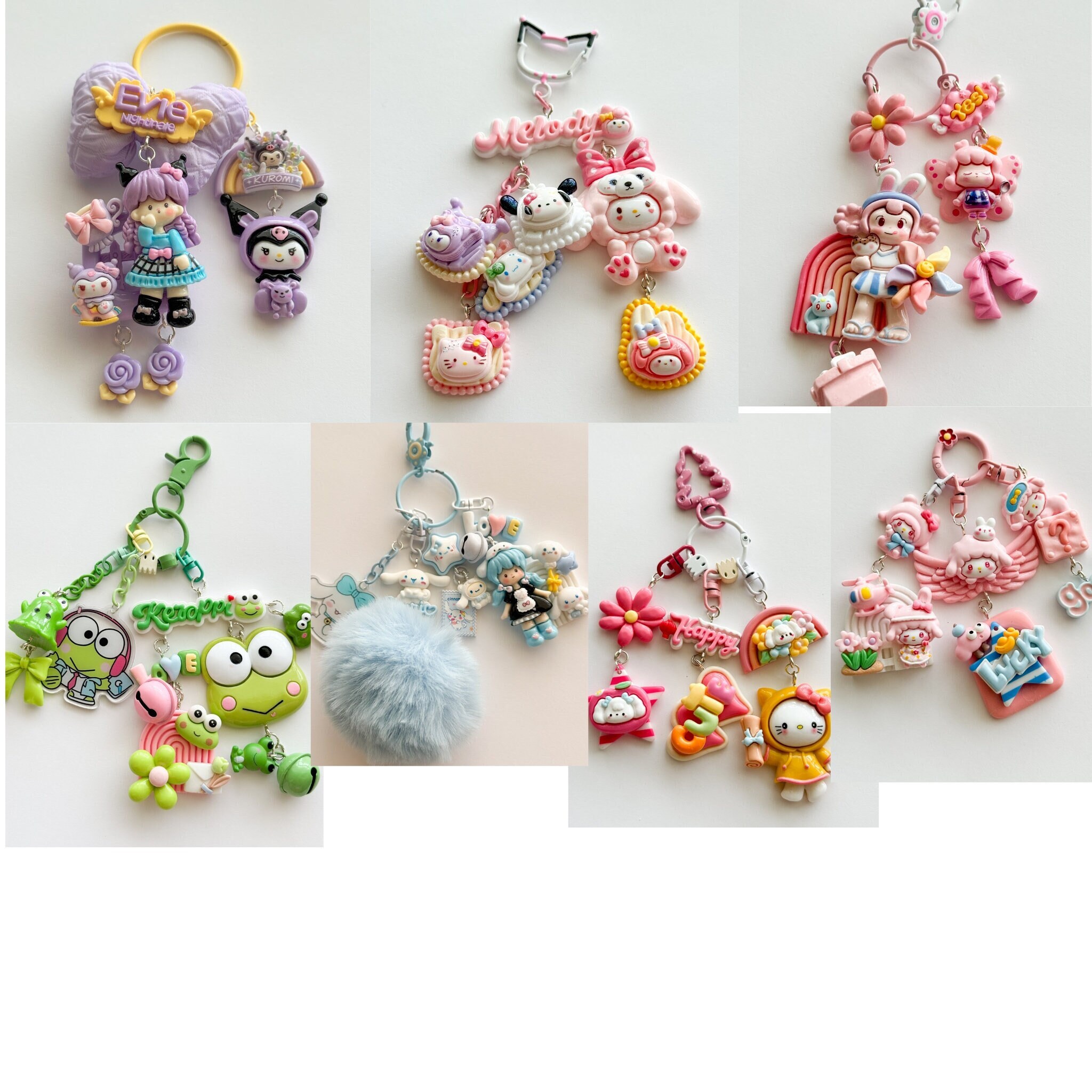 Sanrio Inspired Keychain, Cute Cell Phone Charms, Handmade Phone Chain ...