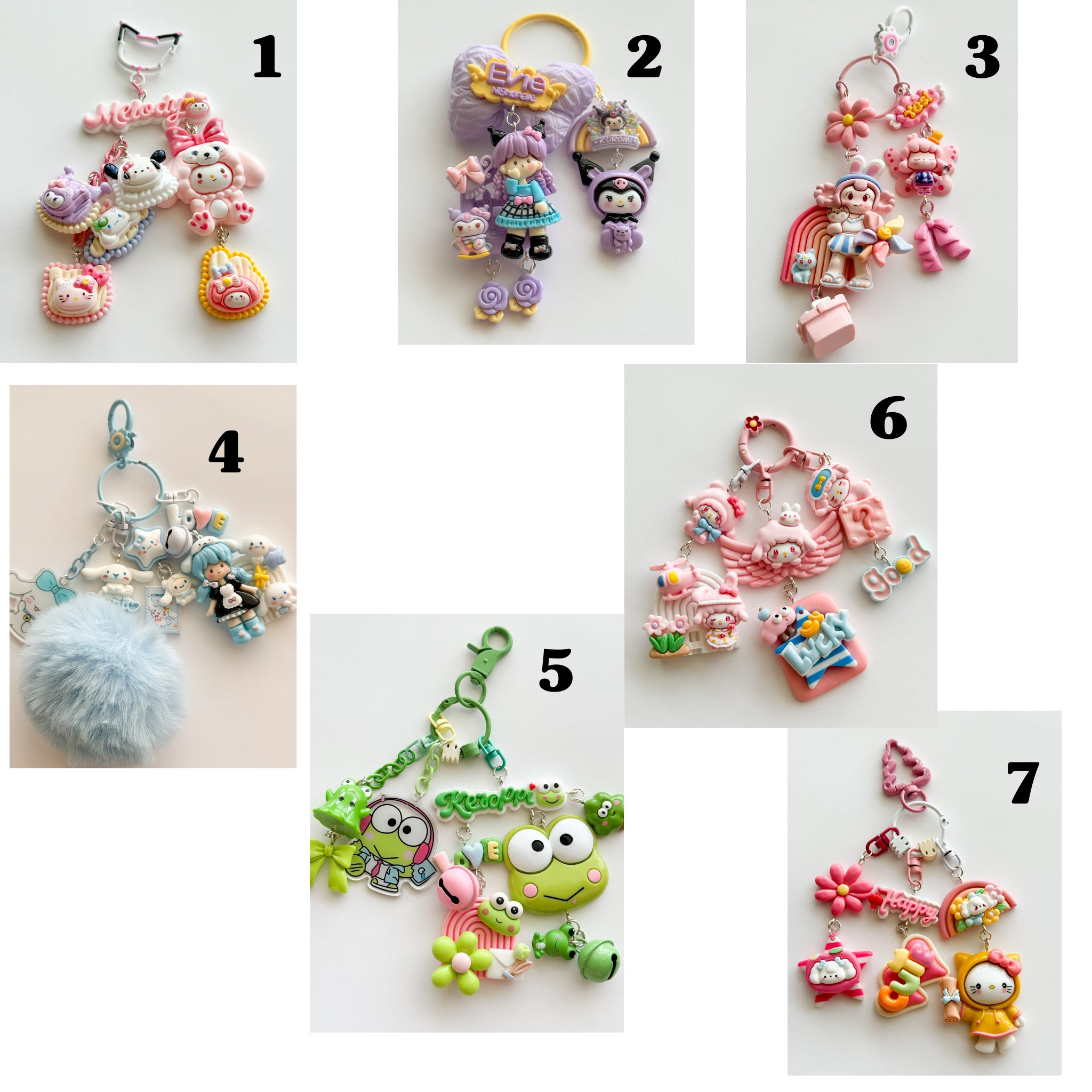 Sanrio Inspired Keychain, Cute Cell Phone Charms, Handmade Phone Chain ...