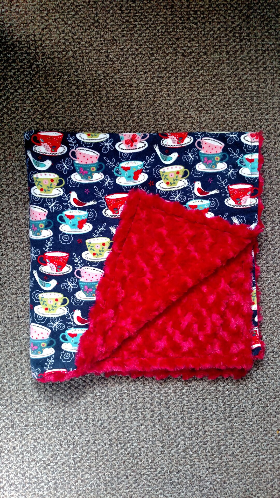 Teacup Rose Swirl Minky Baby Blanket - Minky Baby Blanket, Flannel Baby ...
