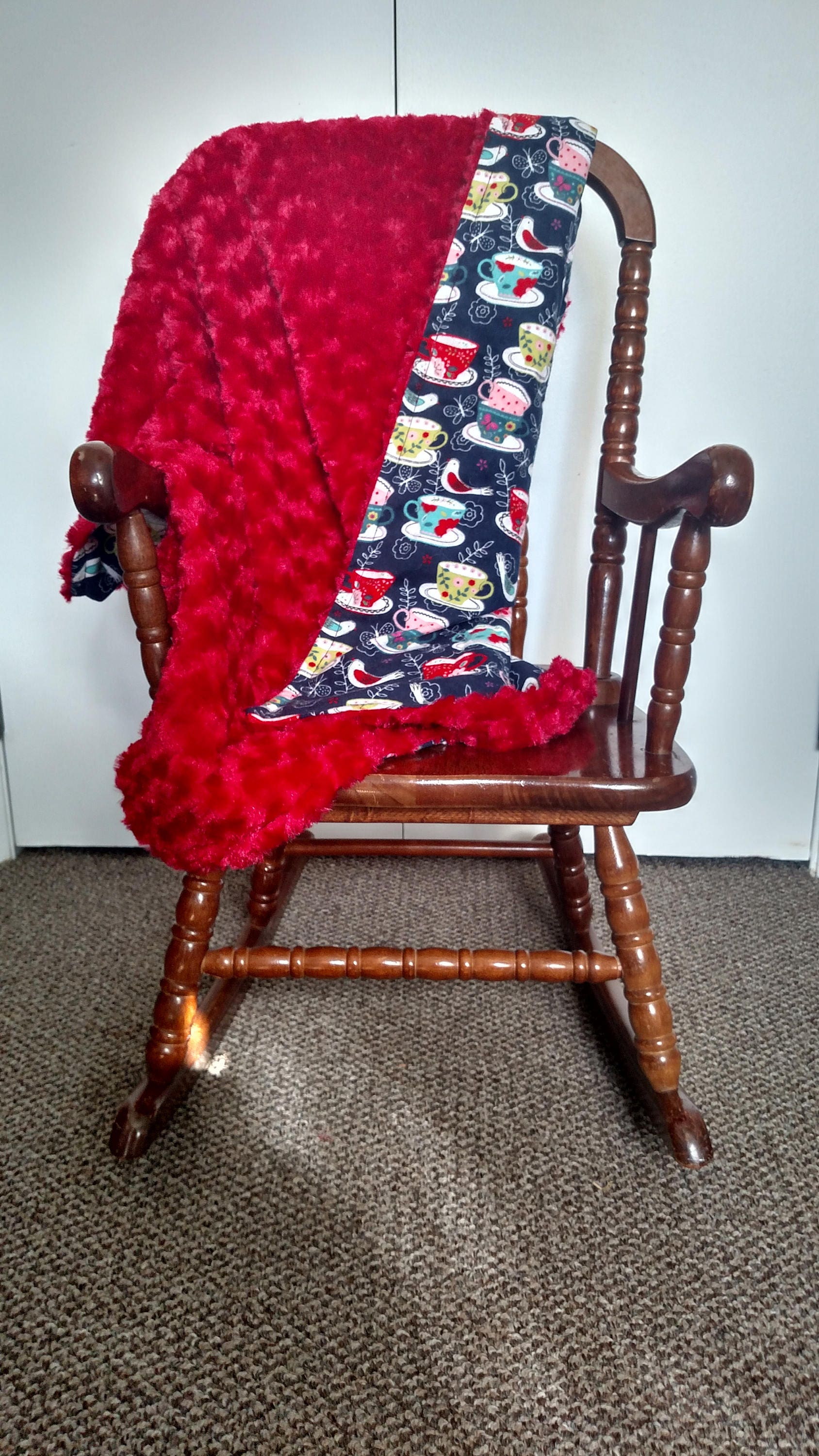 Teacup Rose Swirl Minky Baby Blanket - Minky Baby Blanket, Flannel Baby ...