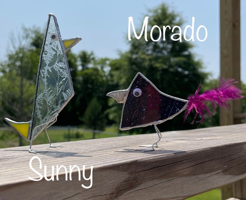 Scrappy Birds Stained Glass Crazy Birds Etsy